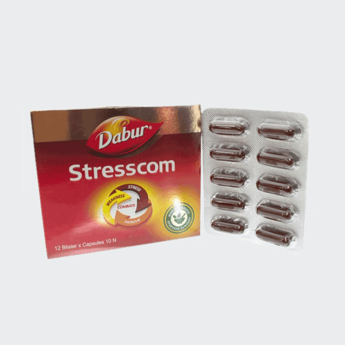 Dabur Stresscom Capsules, Dabur Stresscom Ashwagandha Capsules (10Caps)