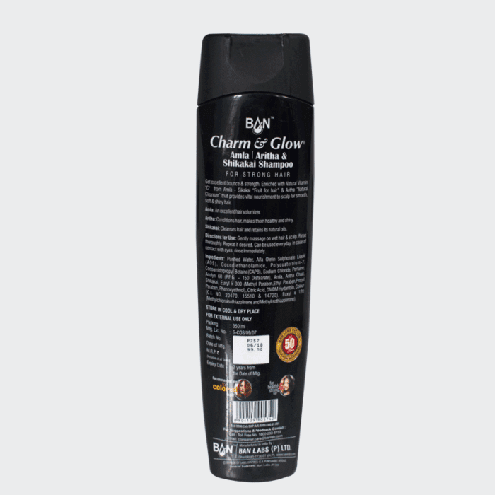 Charm And Glow Amla Aritha And Shikakai Shampoo (350ml) - Ban Labs ...