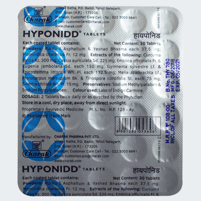 Hyponidd Tablet (30Tabs) - Charak Pharma - AyurCentral Online