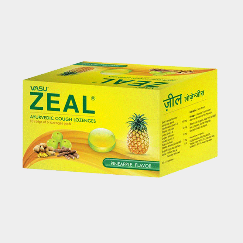 Zeal Lozenges -Pineapple (6Tabs) - Vasu Pharma - AyurCentral Online