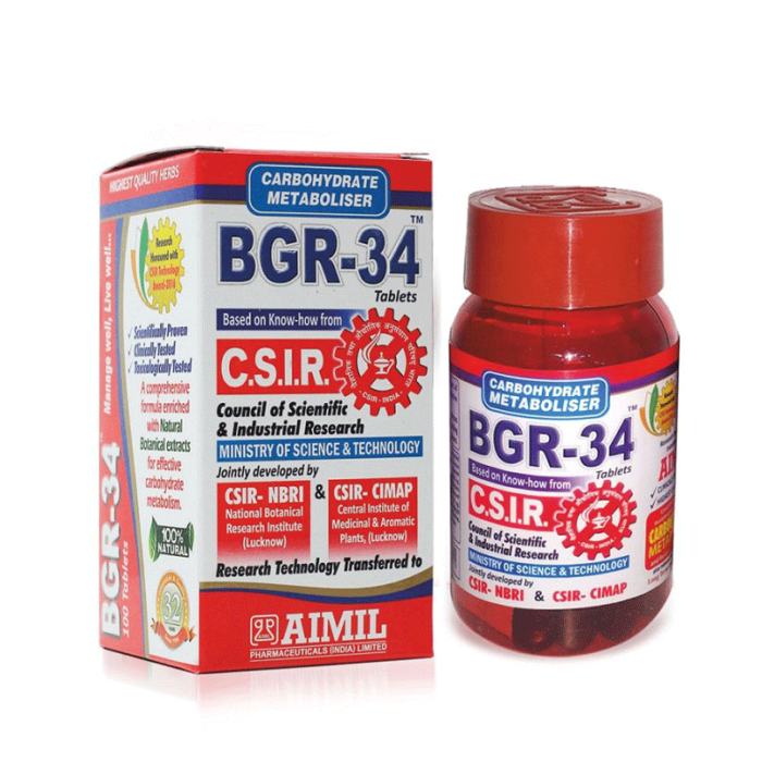 Bgr-34 Tablet (100Tabs) - Aimil - AyurCentral Online